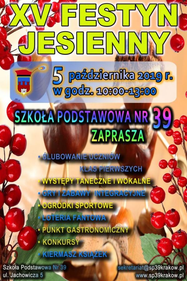 15. Festyn Jesienny w Szkole Podstawowej nr 39 - Magiczny Kraków 15. Festyn Jesienny w Szkole Podstawowej nr 39 - Magiczny Kraków